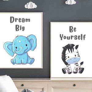 Art | Set Of 6 Safari Animal Prints Cute Aesthetic Posters For Nursery ...